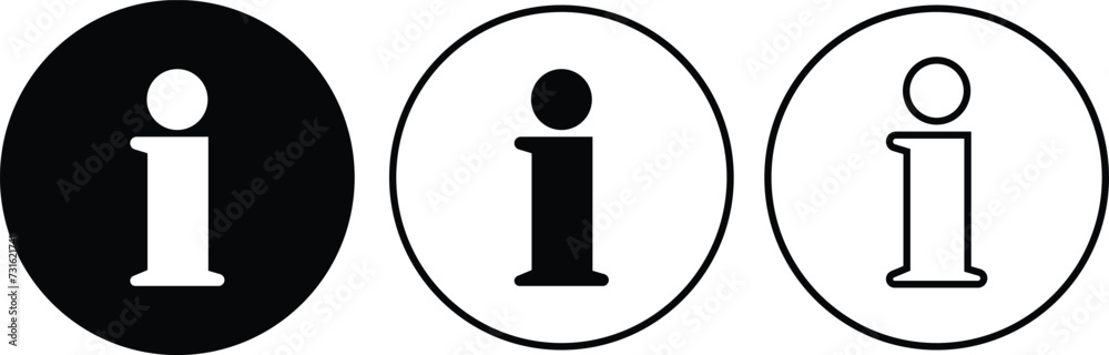 Info icons set. Information black circle vector flat or line collection ...
