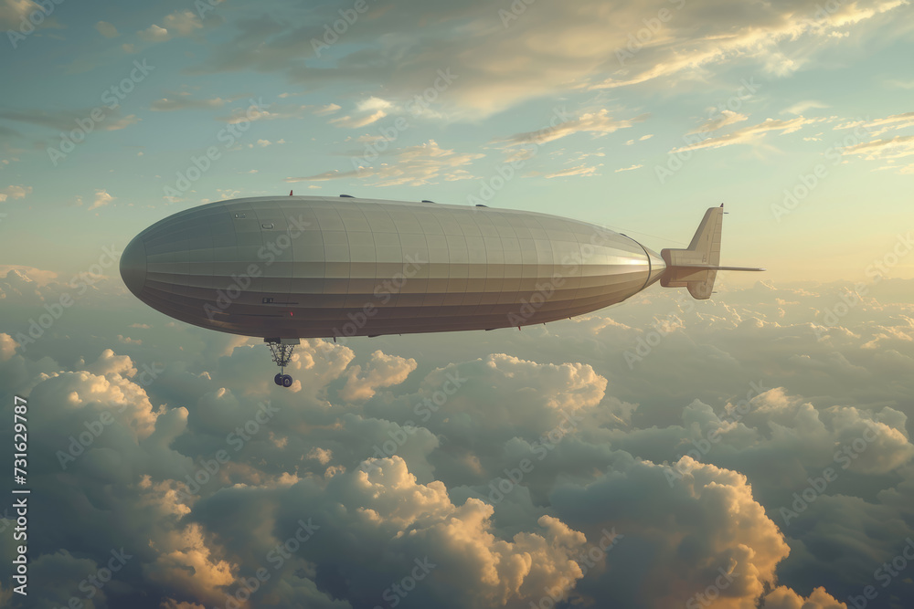 A freight blimp cruising through the sky, showcasing the potential of ...