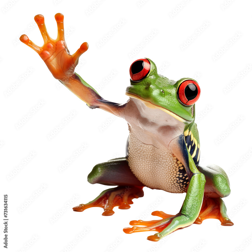 Frog waving hello Isolated on transparent background, PNG Stock Photo ...