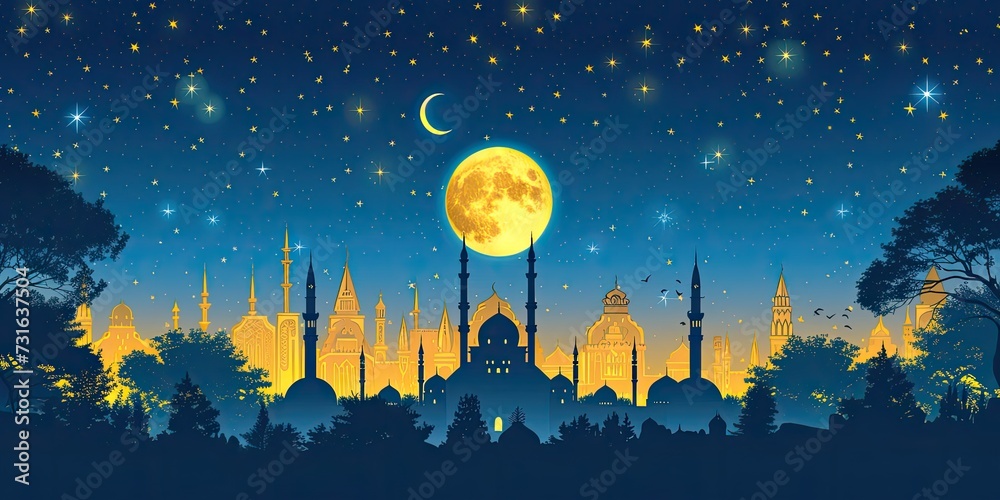 Ramadan and Eid celebrations, blending traditional symbols with ...