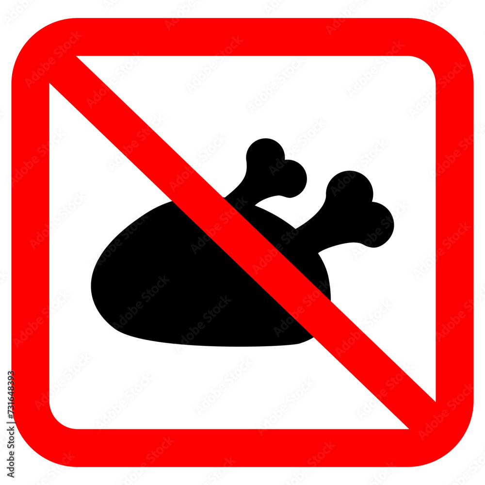 Ban Roasted Chicken Red Prohibition Sign | Prohibited non-veg food ...