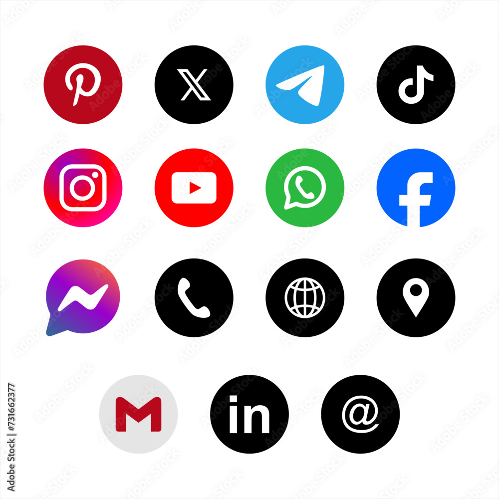 vector logo design icon social media pinterest, instagram, web ...