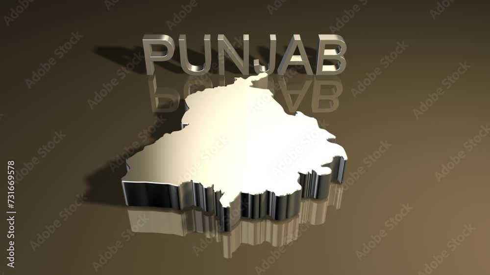 Vidéo Stock Map of Punjab Tilt Down in 3D Golden Theme-Exclusive in ...