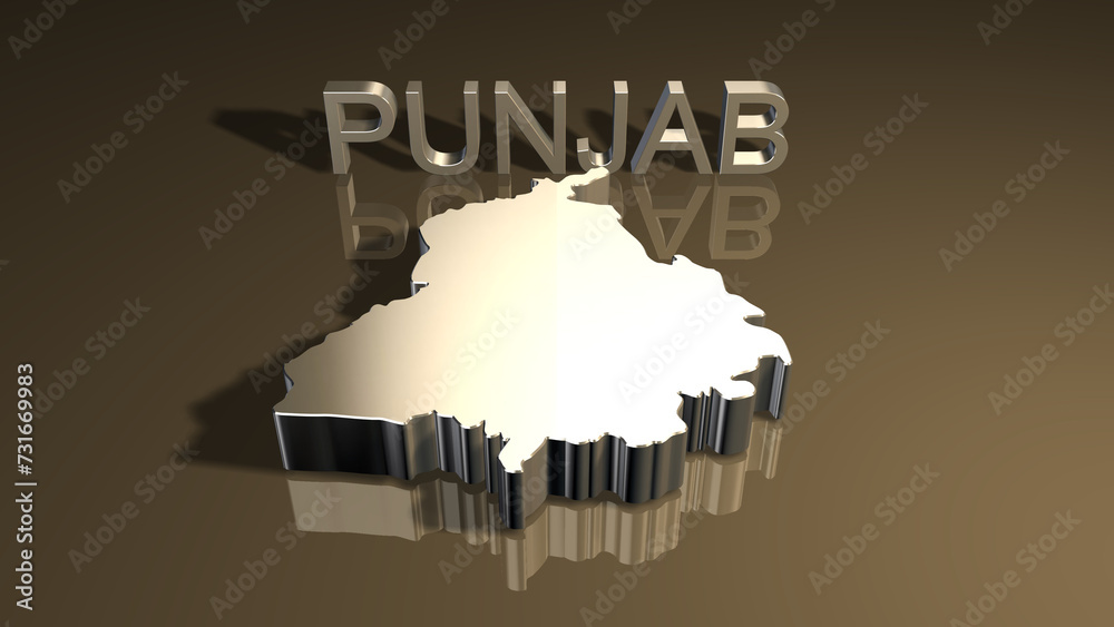 Map of Punjab in 3D Golden Theme Exclusive in Adobe Stock ilustración ...