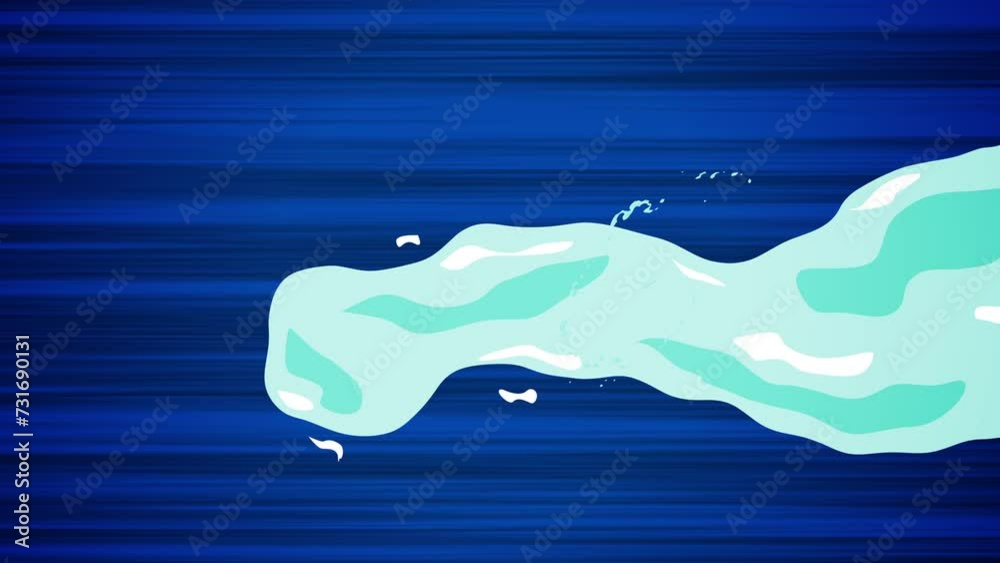 Flying water on blue background. Looped animation of thrown drink ...