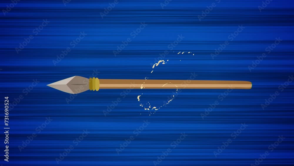 Flying spear on blue background. Looped animation of athletics javelin ...