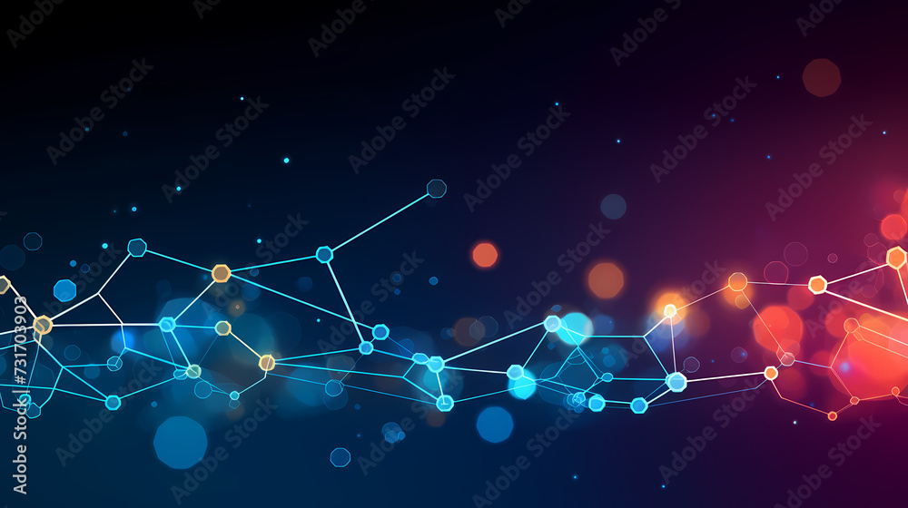 Blue background with glowing connections, network concept, digital ...