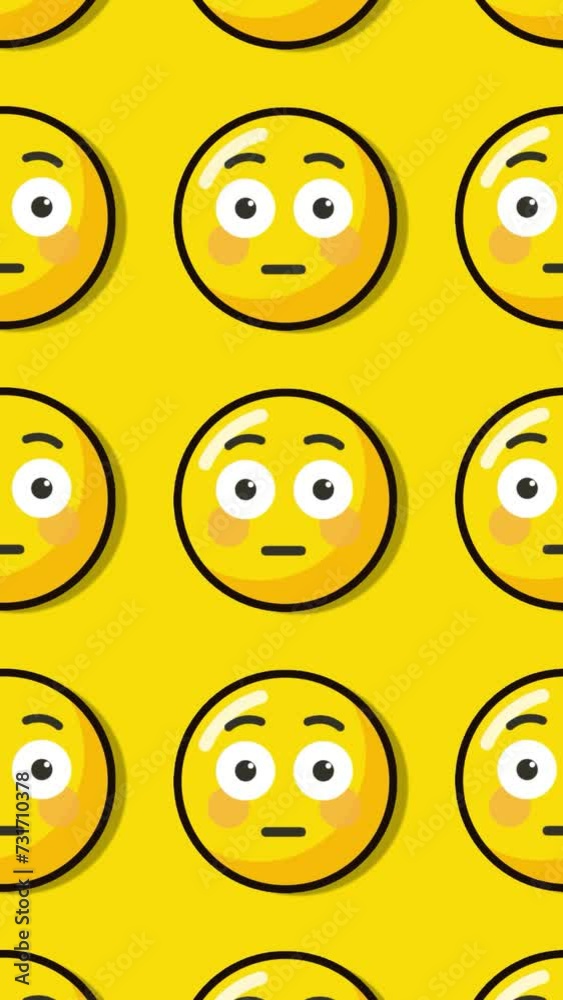 Flushed, amazed, ashamed or shocked face emoji expression over yellow ...