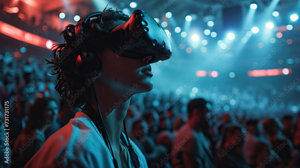 Portrait, A professional esports gamer competing in a virtual reality ...