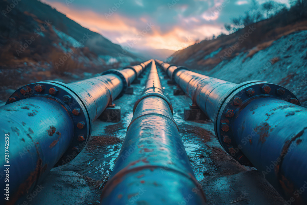 Industrial Pipeline: Metal Tubes of Power and Energy in a Pollution ...