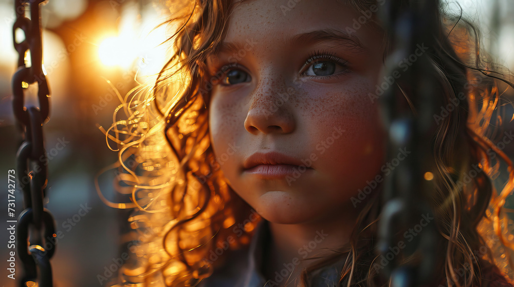 Playground Bliss: A Close-Up Shot of a Child's Face Lit Up with Joy ...