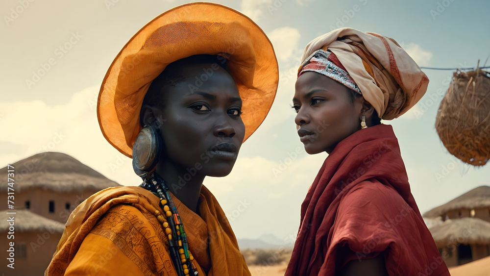 Embracing tradition and friendship, two African girls in authentic ...