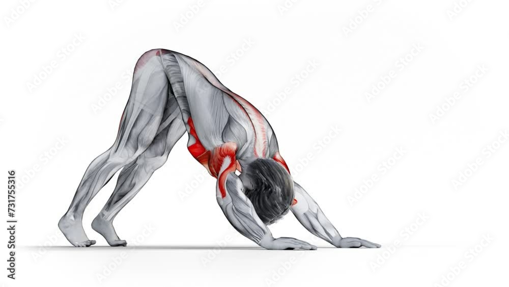 3d rendered animation of Adho mukha svanasana and Bhujangasana yoga ...
