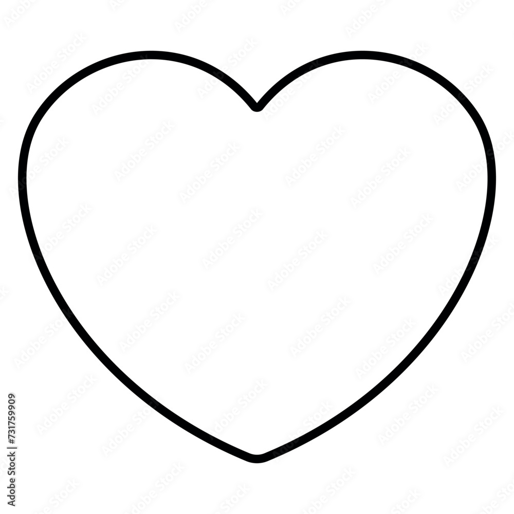 heart shape symbol, black and white vector silhouette illustration ...