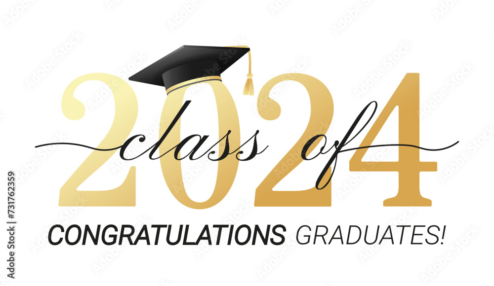 Class of 2024. Congratulations graduates with black and gold design ...