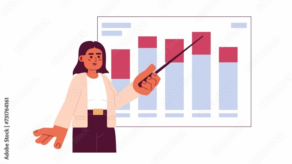 Conference business speaker woman cartoon animation. Whiteboard ...