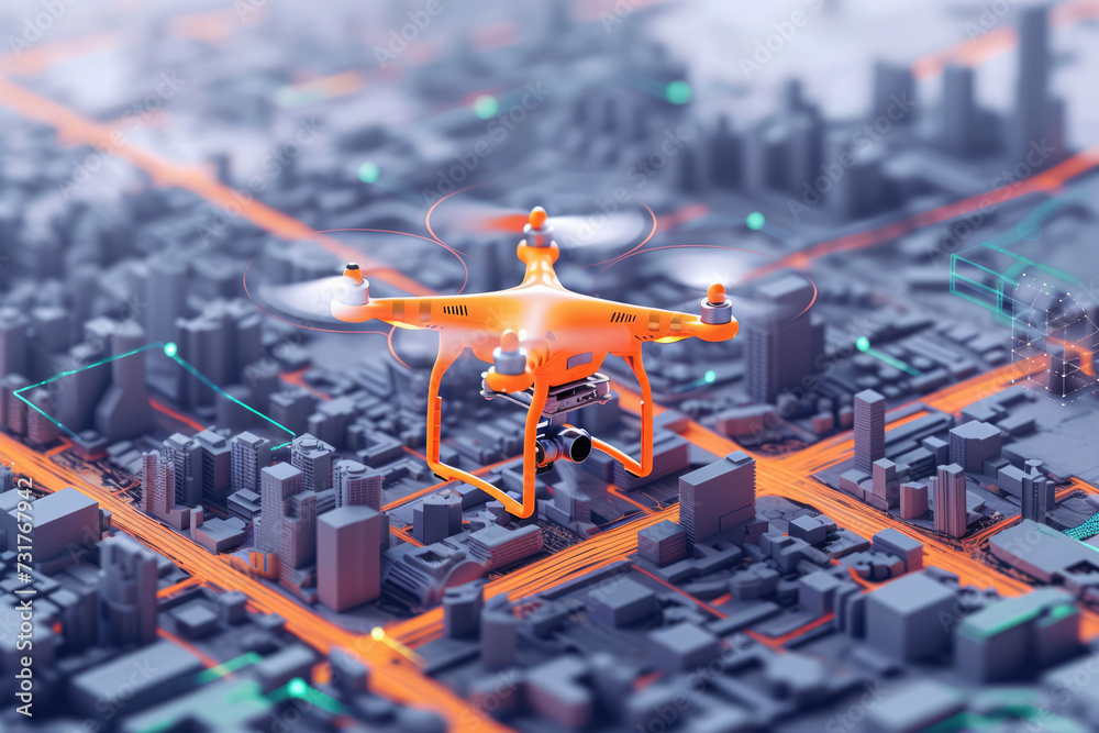 ภาพประกอบสต็อก Autonomous Drones: Commercial Use: Drones equipped with ...