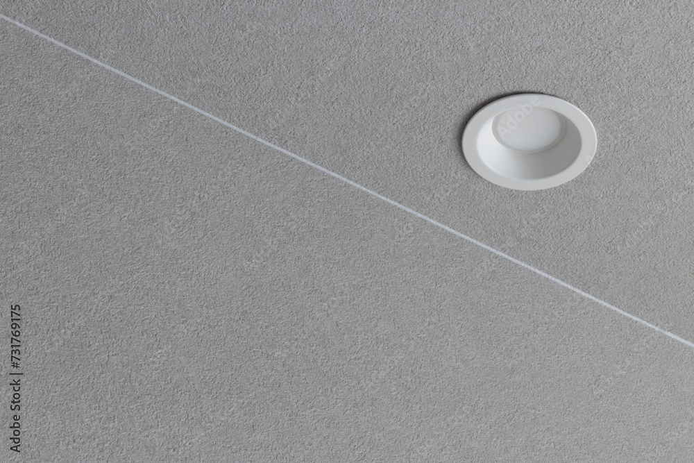 Modern minimal recessed electric white light fitting in textured grey ...