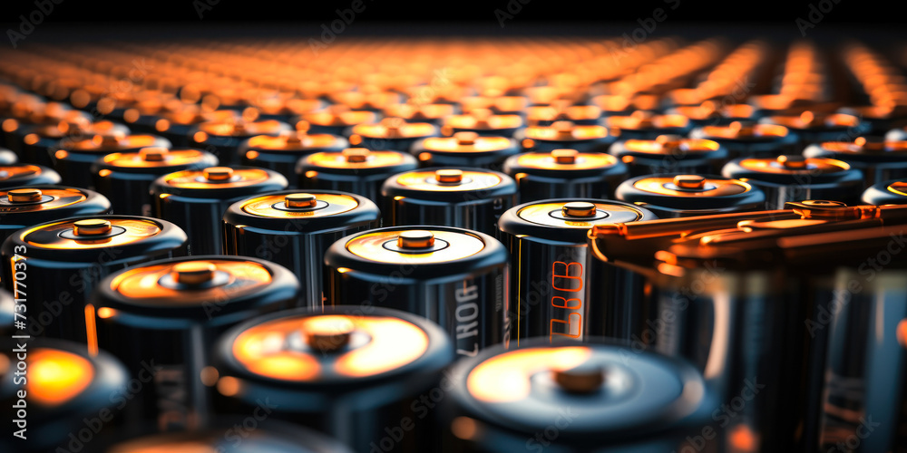 Endless array of batteries showcasing power supply and energy storage ...