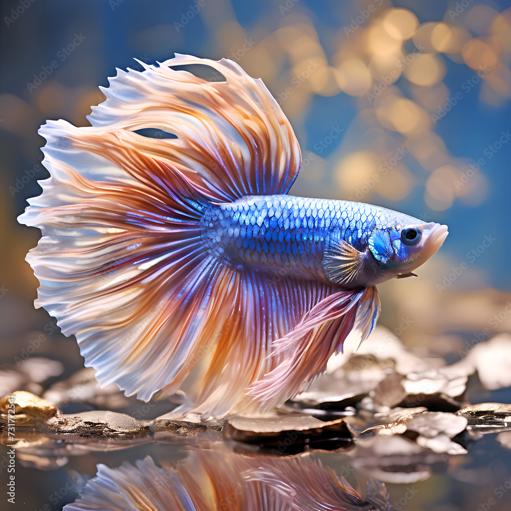amazing violet color Bette fish male with beautiful long peach fuzz ...