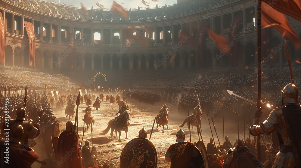 Roman Colosseum Naval Ship Battle Stock Illustration | Adobe Stock