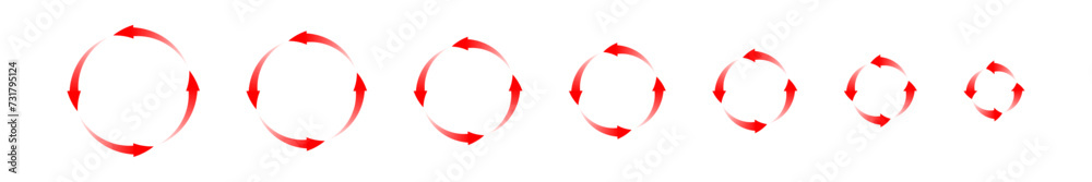 spin arrows red white gradient color isolated on white background. Set ...