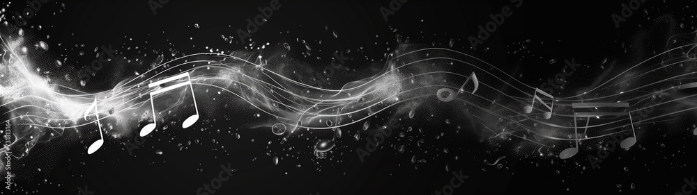 Melody flowing music wave abstract background showing black and white ...