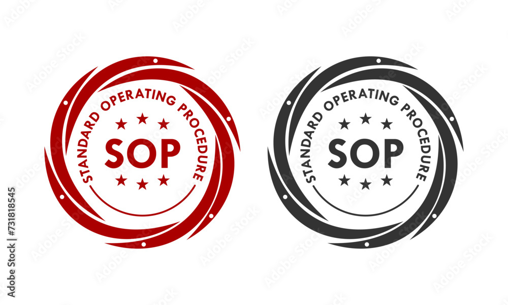 SOP - Standar Operating Procedure design badge template illustration ...