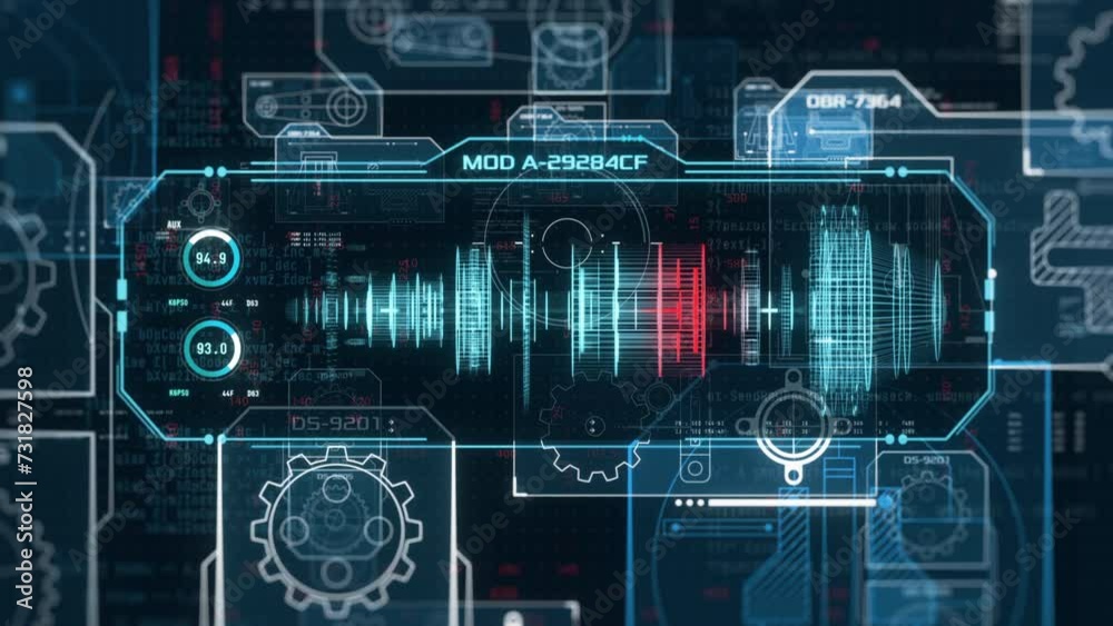 futuristic user interface for computer aided design software, technology innovation, wireframe ...