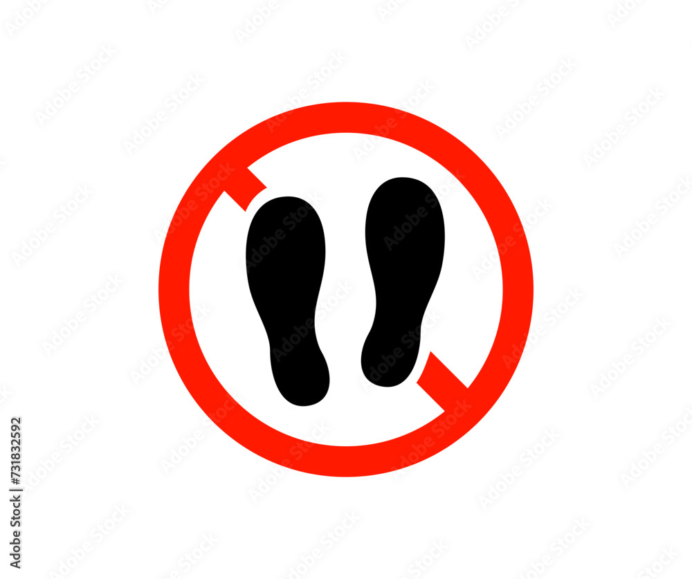 No step here forbidden icon sign. Shoes sign icon. No shoes symbol ...