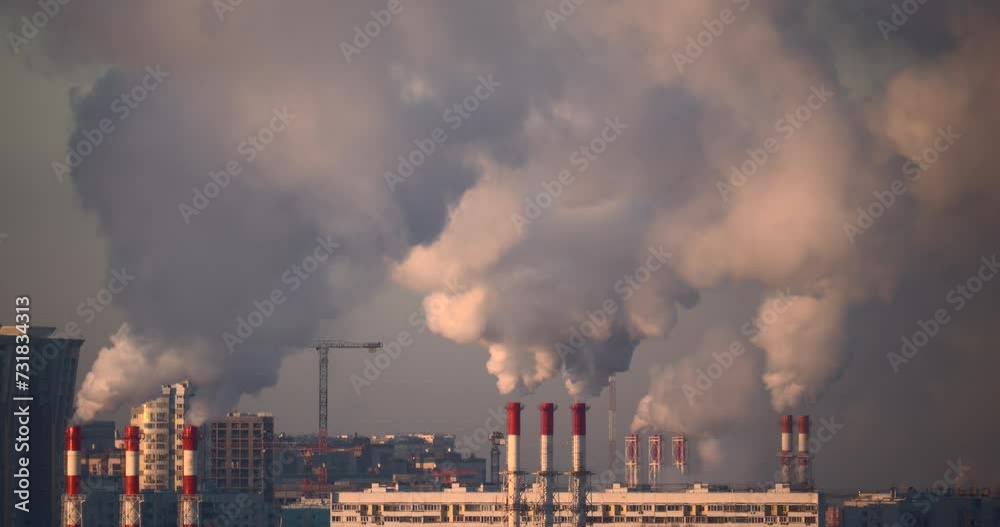 Smoke emission from factory chimneys stark example air pollution Air ...
