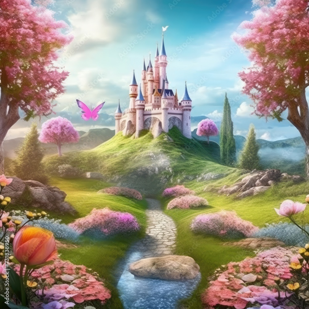 Enchanting Fairy Tale Castle: Grand Game Art, Towering Turrets ...