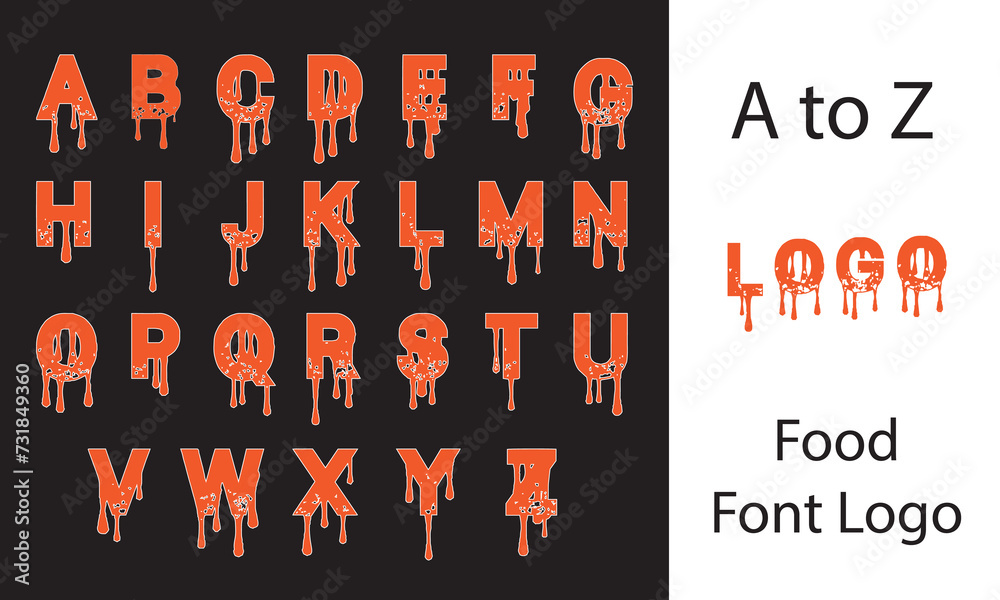 Honey font isolated on white background. Yellow typeface set with ...