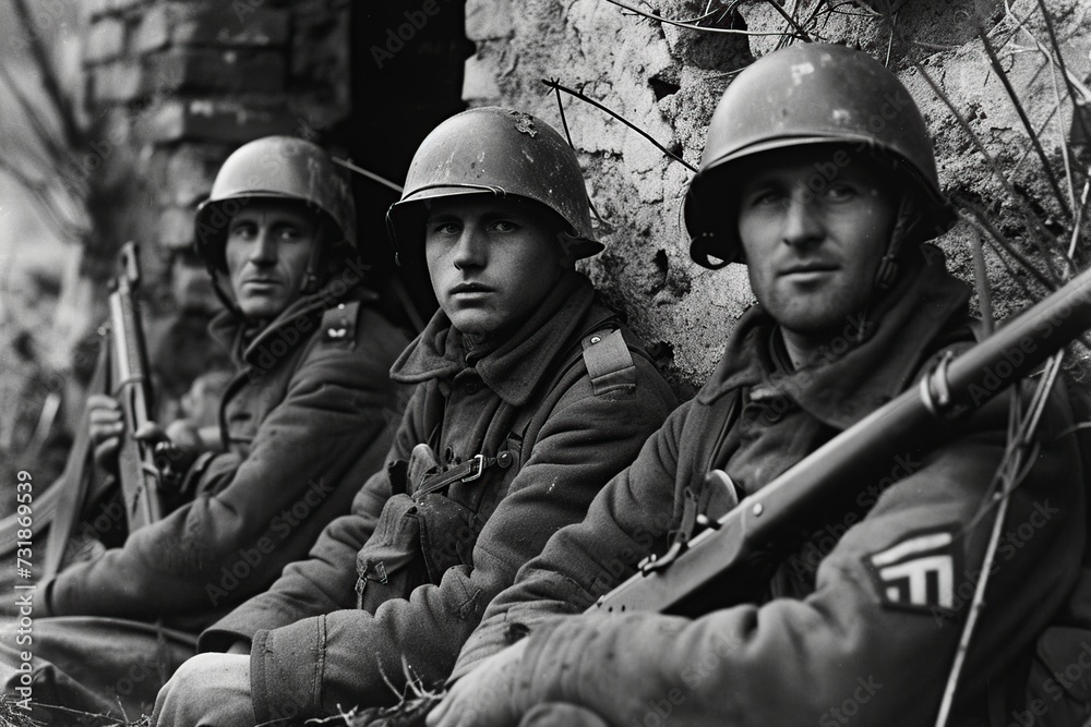 german infantry soldiers in World War II, black and white Stock Photo ...