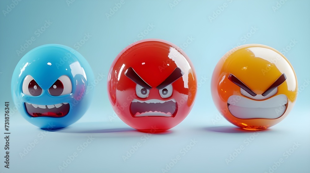 emotion balls, emoji balls, angry, happy, confused. social media ...
