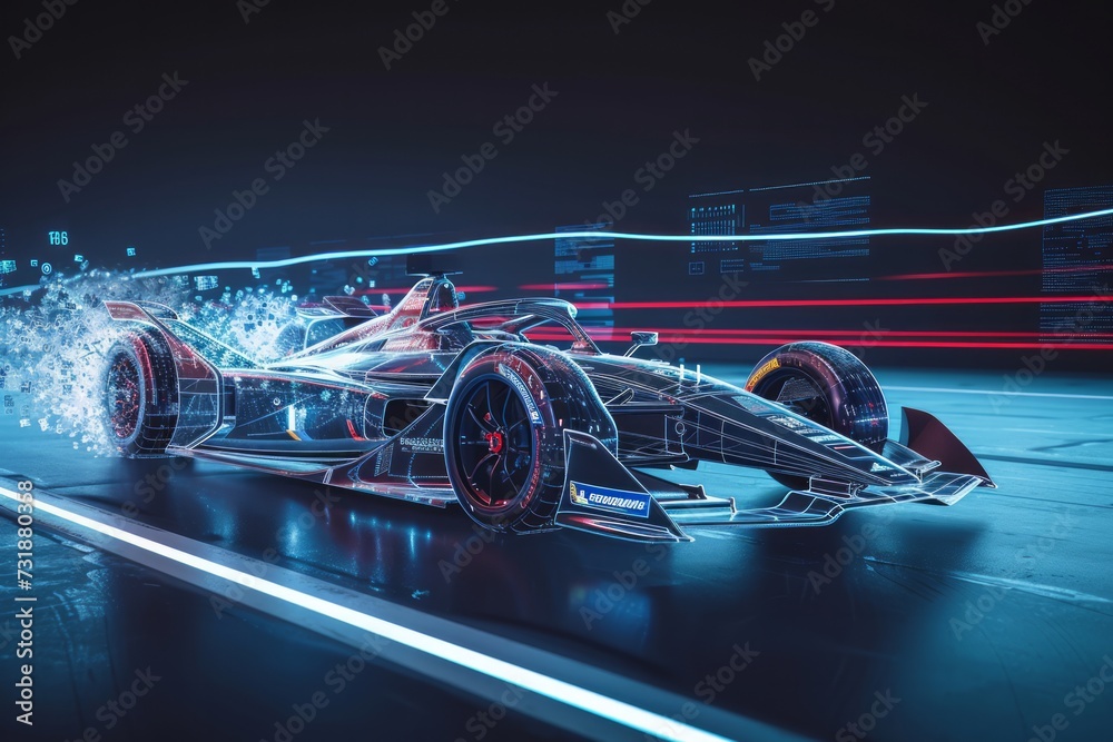 Conceptual image of a high tech electric race car with a transparent ...