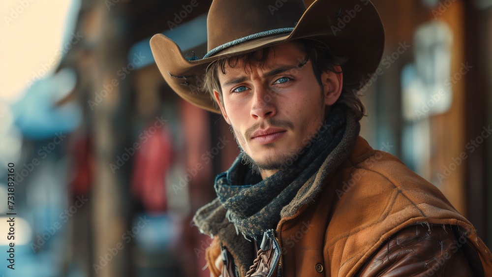 Handsome Cowboy Portrait: Western Charm in Cowboy City with Armed ...