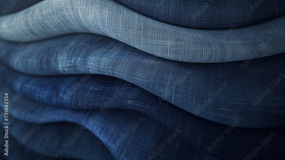 Stacked layers of various denim shades from light to dark, creating a ...