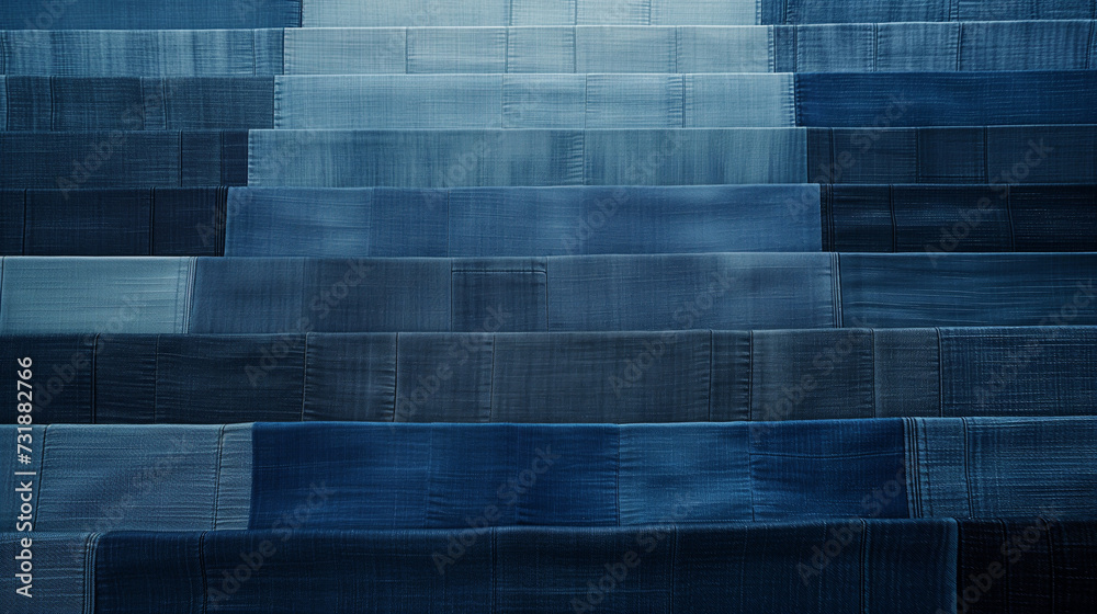 Stacked layers of various denim shades from light to dark, creating a ...