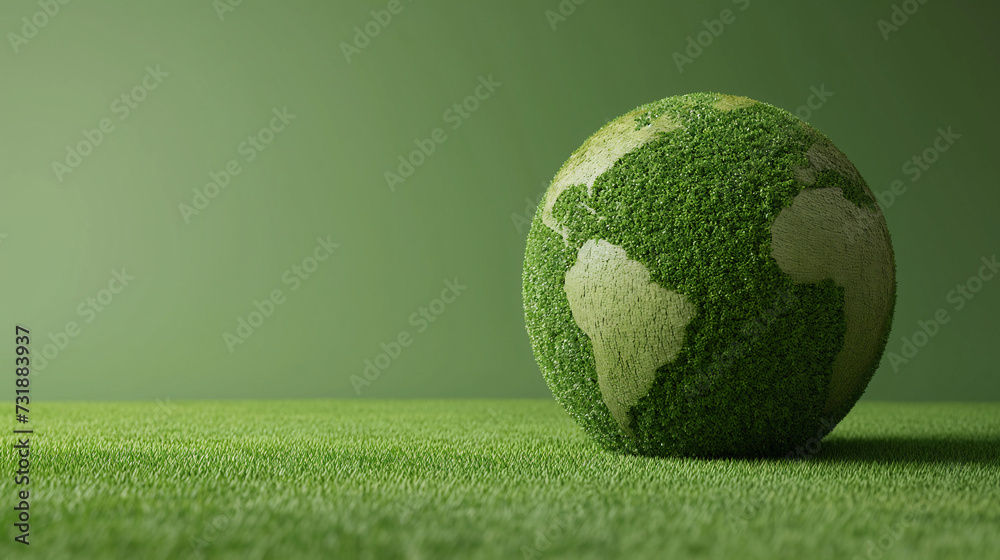 concept of a 'green planet' with a globe covered in lush, vibrant green ...