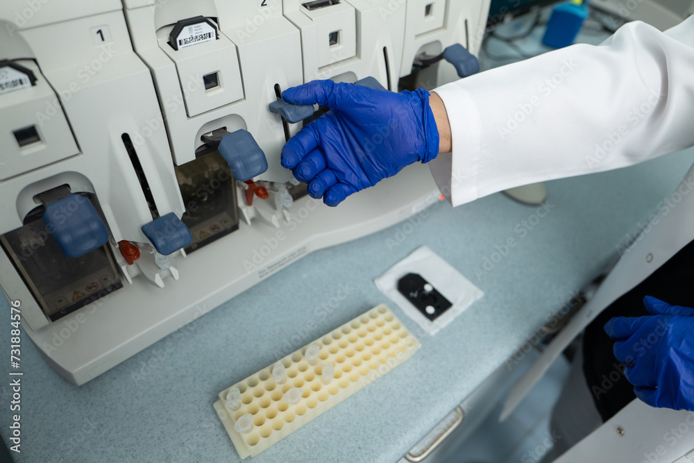 Lab Technologist Uses Flow Cytometry Equipment for Research Stock Photo ...