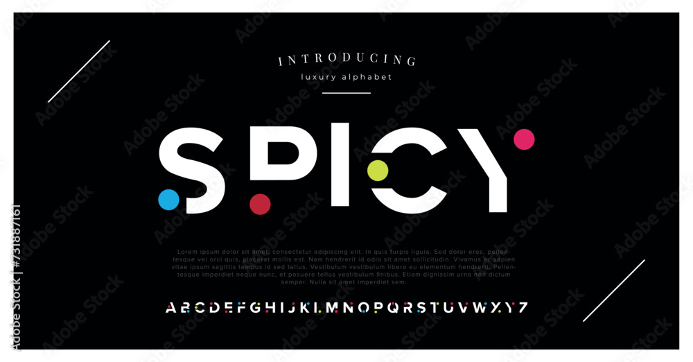 Spicy Colorful abstract digital technology logo font alphabet. Minimal ...