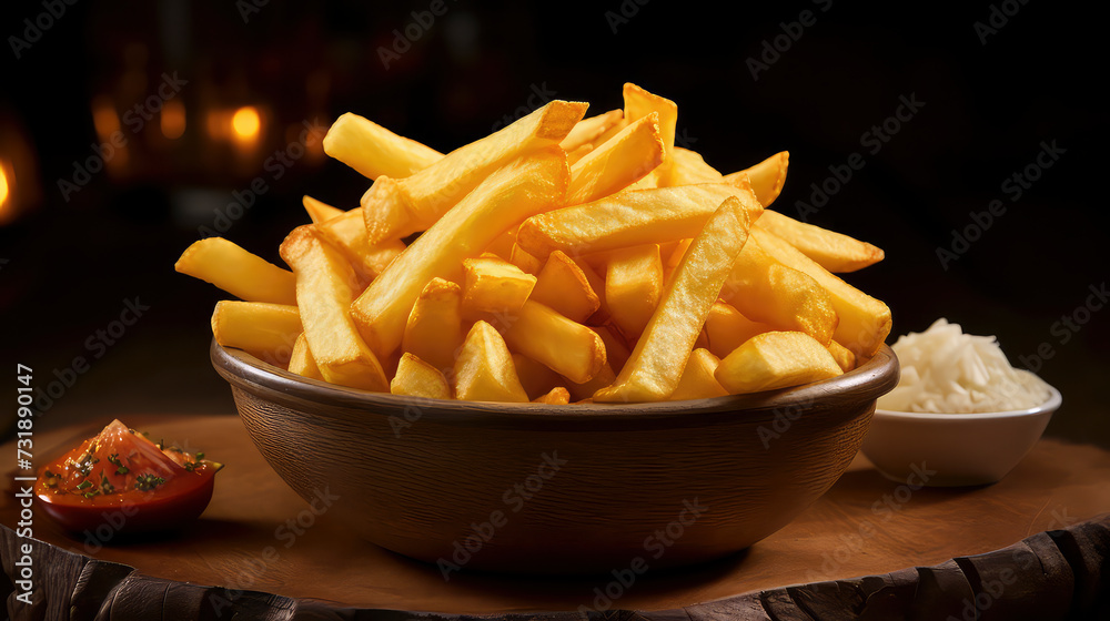Collection of deep fat fried chips on a plate. Okay, is the importance ...
