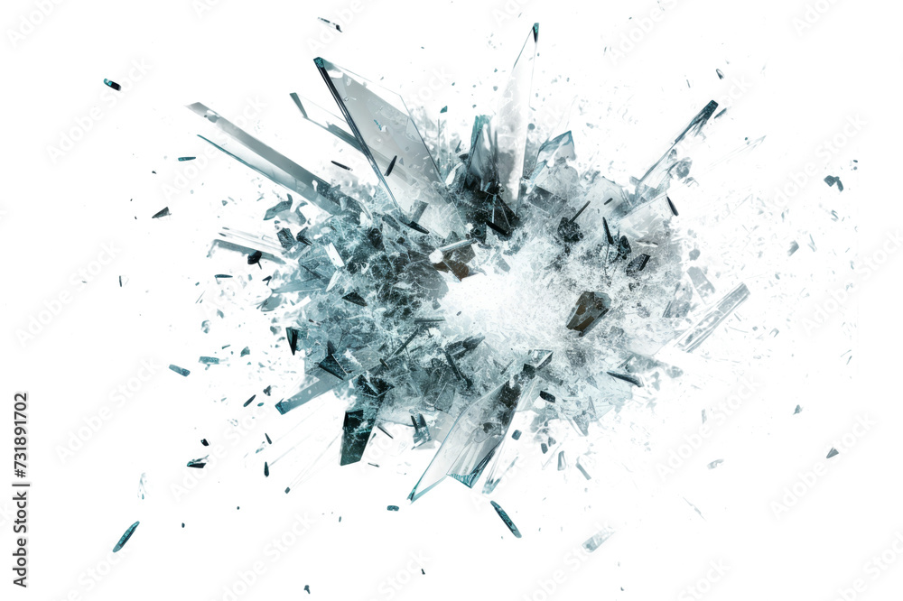 explosion that resembles shattered glass, with fragments radiating ...