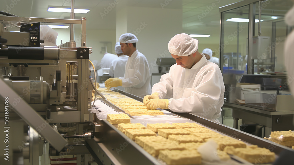 Food manufacturing plant. Efficient production line in a cutting-edge ...