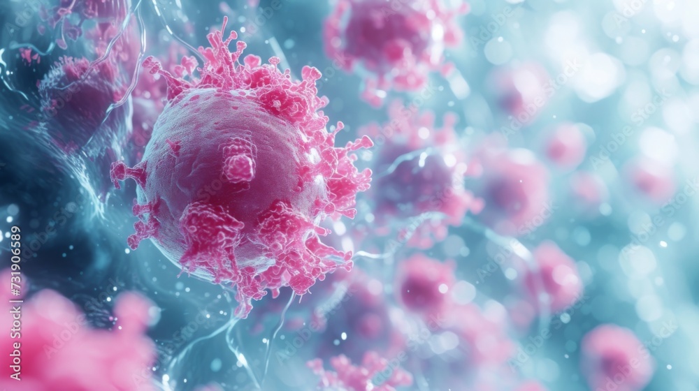 illustration of malignant cancer cells spreading in a human body with a ...