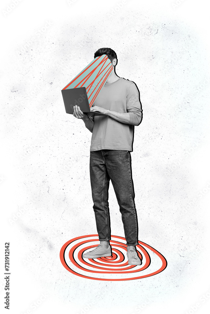 Vertical picture collage sketch of zombie watching propaganda in ...