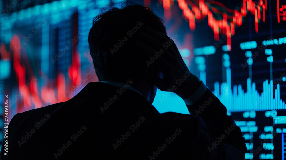 A tense moment captured as a trader watches a sudden market spike, with ...
