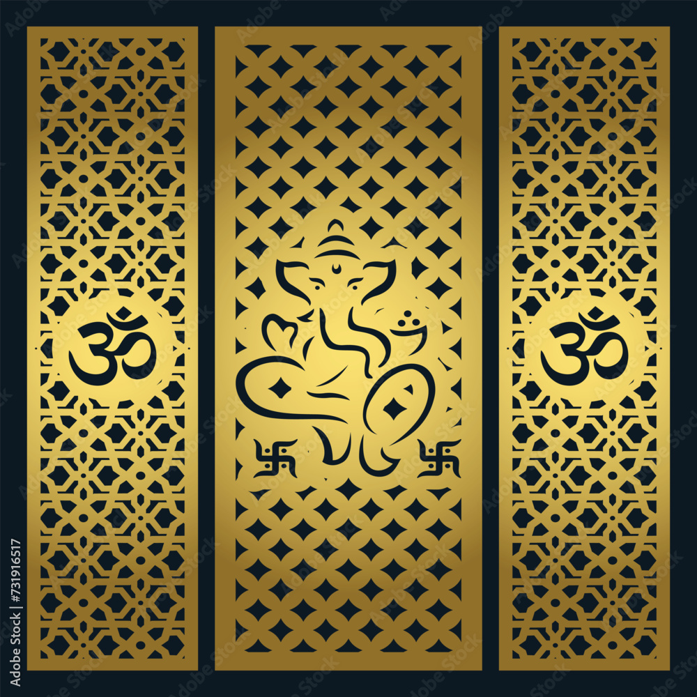 Om Jali design, Om cnc cut jali, corian jali for Temple Mandir door ...