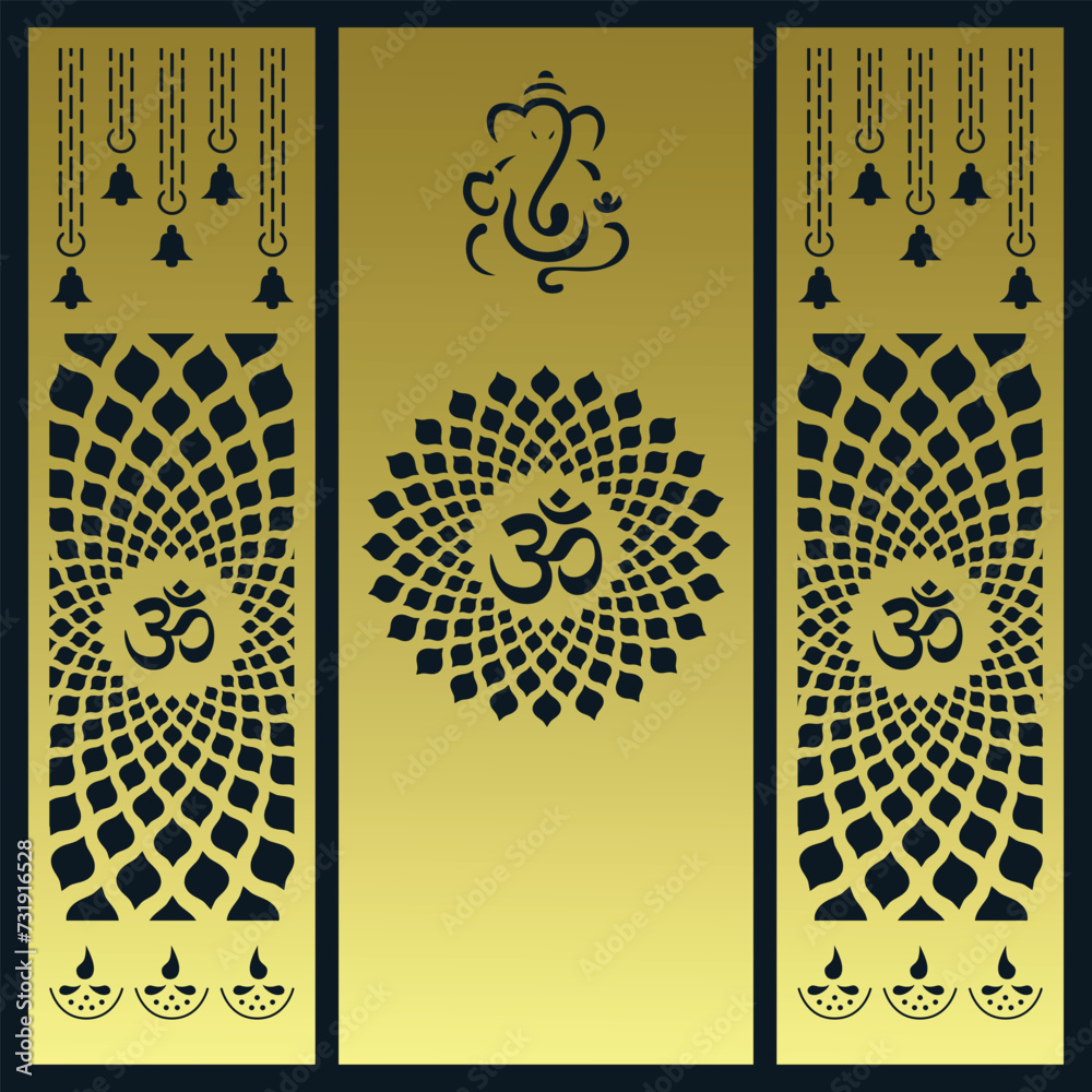 Om Jali design, Om cnc cut jali, corian jali for Temple Mandir door ...